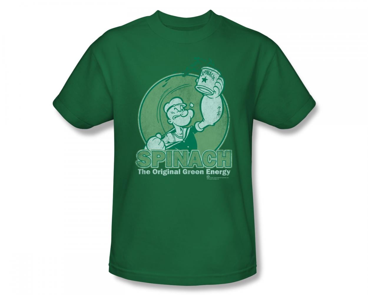 Popeye - Green Energy Slim Fit Adult T-Shirt In Kelly Green - Walmart.com