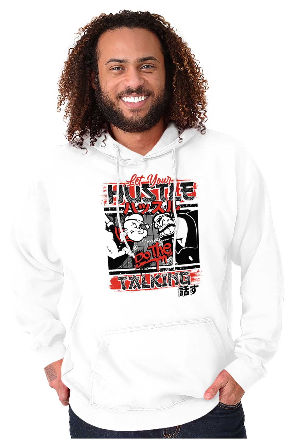 Popeye Let Your Hustle Do The Talking Men Big & Tall Graphic Hoodie ...