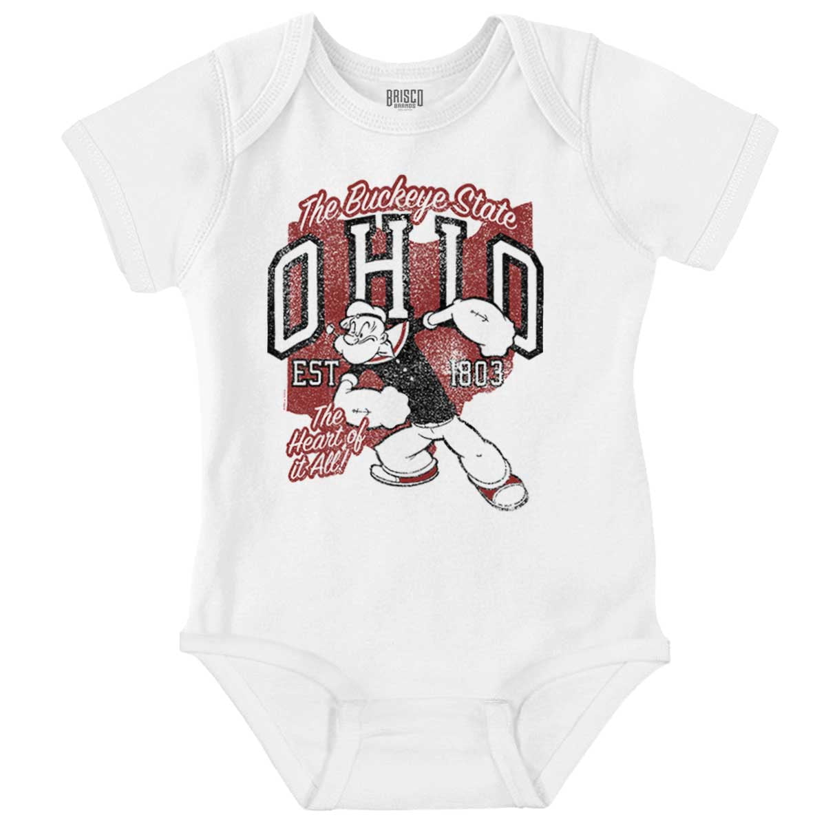Popeye Ohio Buckeye State OH Cartoon Romper Boys or Girls Infant Baby ...