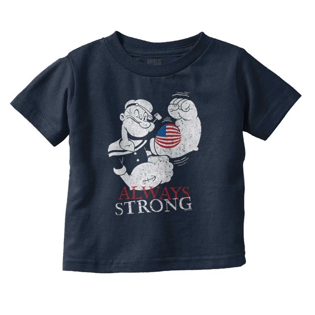 Popeye Patriotic American Flag Strong Toddler Boy Girl T Shirt Infant ...