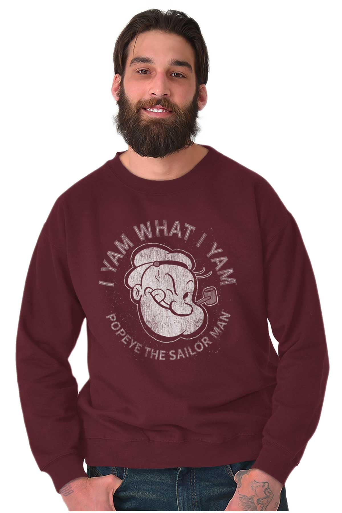 Popeye Sailor Man Quote What I Yam Sweatshirt for Men or Women Brisco ...