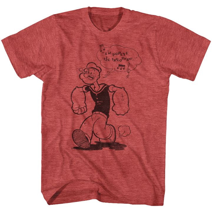 Popeye Sailorman Red Heather Adult T-Shirt 5Xl - Walmart.com