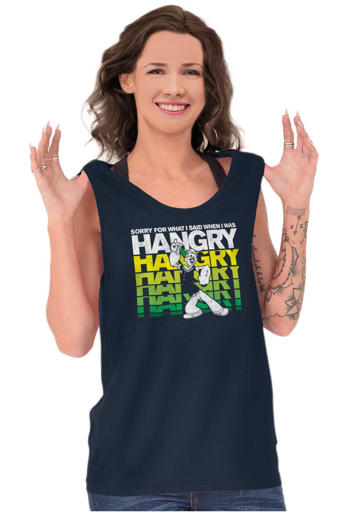 Popeye Sorry I Was Hangry Funny Retro Tank Top T Shirts Men Women ...