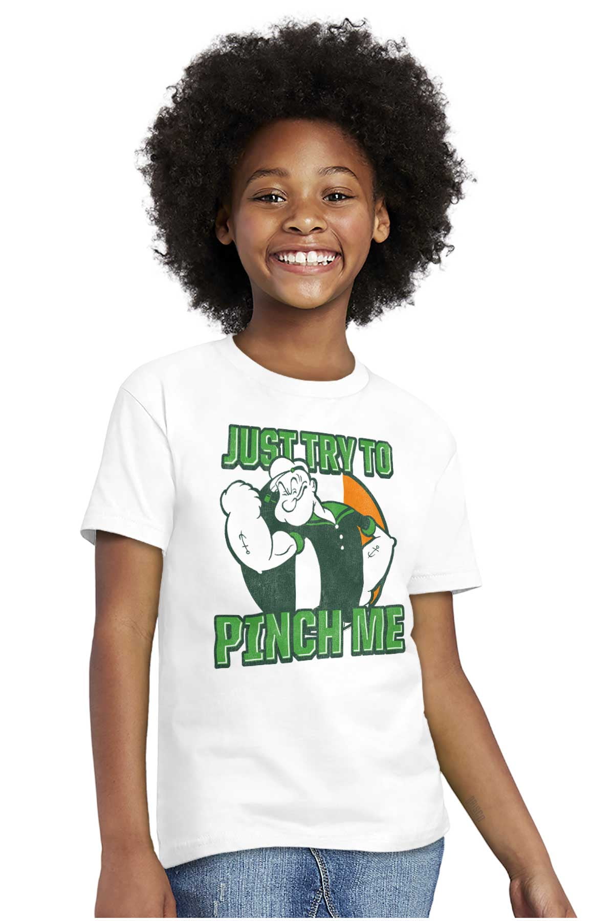 Popeye St Paddys Try To Pinch Me Crewneck T Shirts Boy Girl Teen Brisco ...