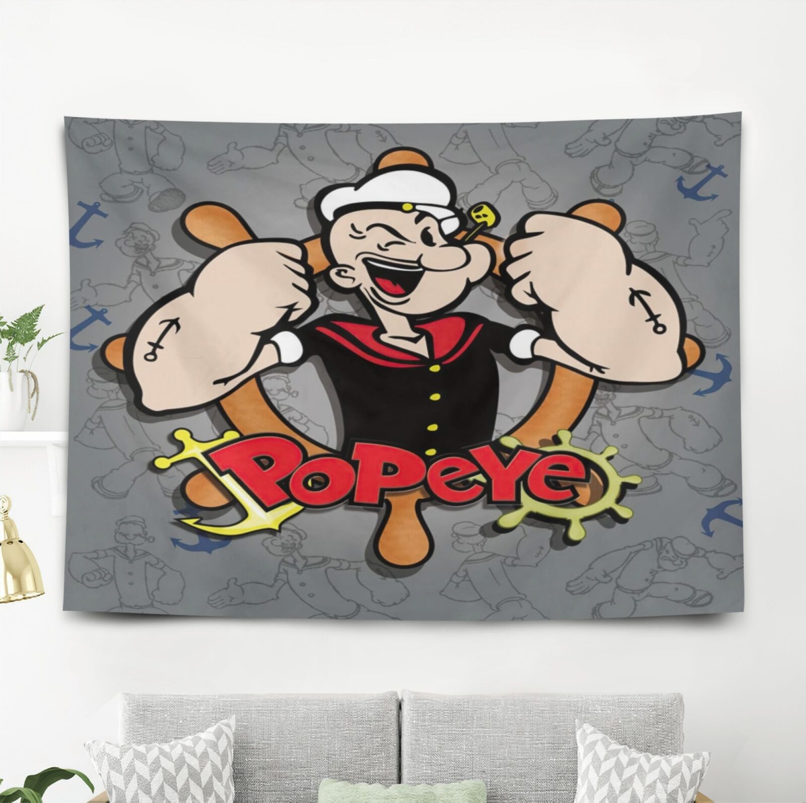 Popeye Tapestry Wall Decor for Bedroom Kids Wall Hanging Cartoon 7x5ft ...