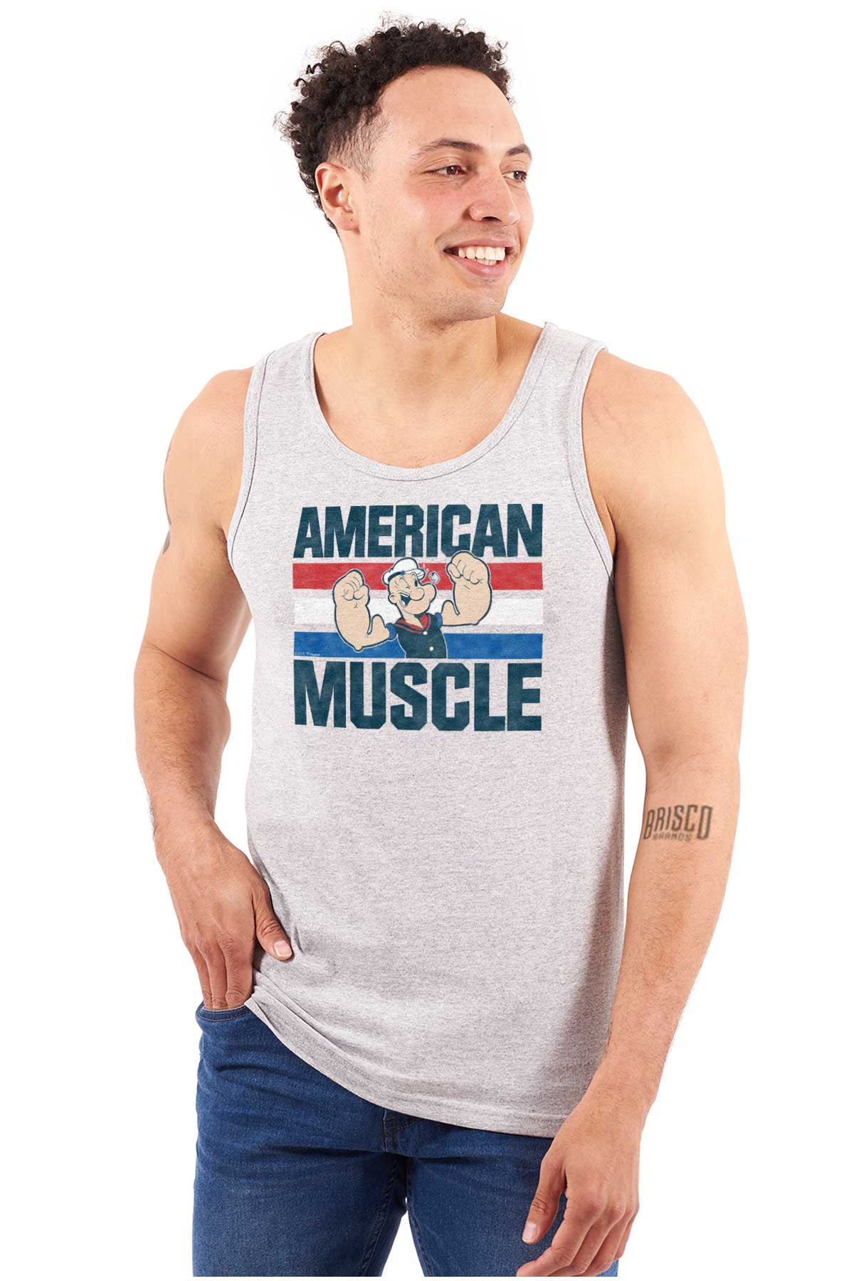 Popeye The Sailor American Muscle Tank Top Sleeveless Tee Men Brisco ...