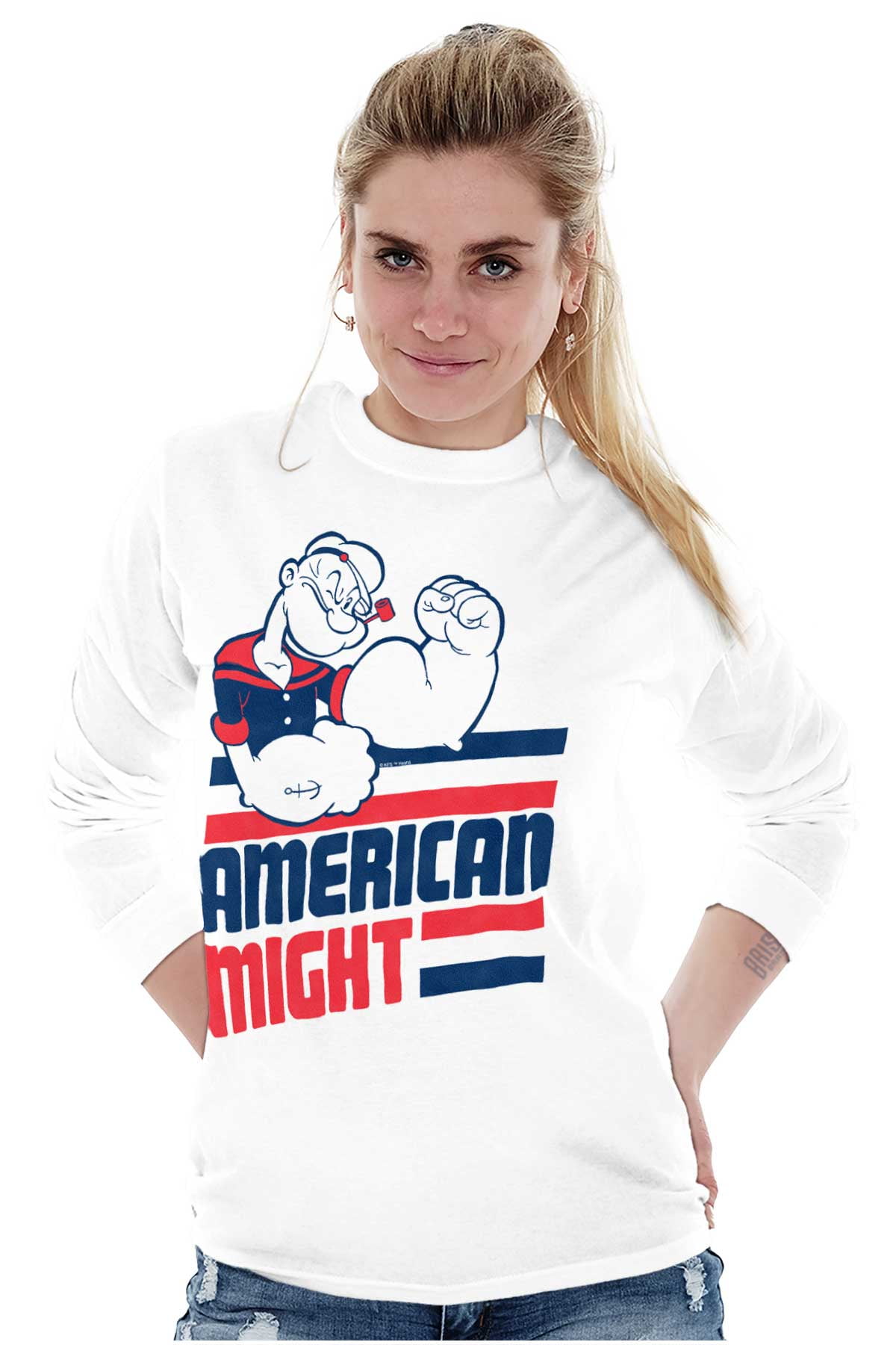 Popeye The Sailor Man American Might Long Sleeve Tshirt Men Women