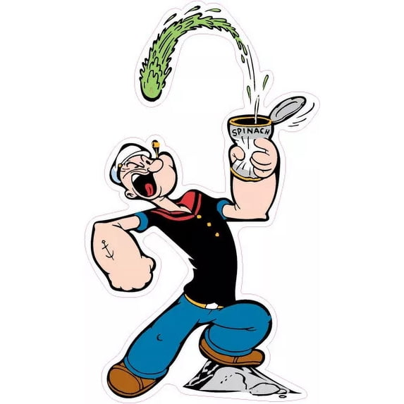 Popeye The Sailor Man Eating Spinach Sticker Window Decal Phone Decal ...
