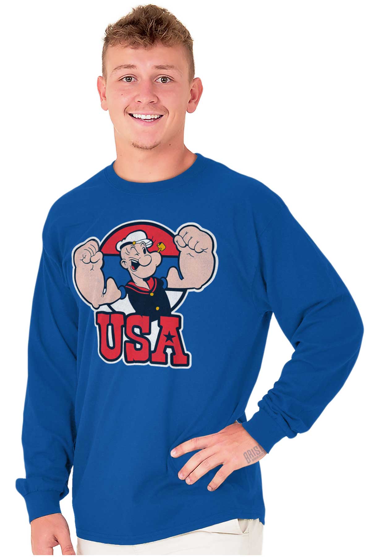 Popeye The Sailor Man USA Muscle Plus Size Long Sleeve Graphic Tee ...