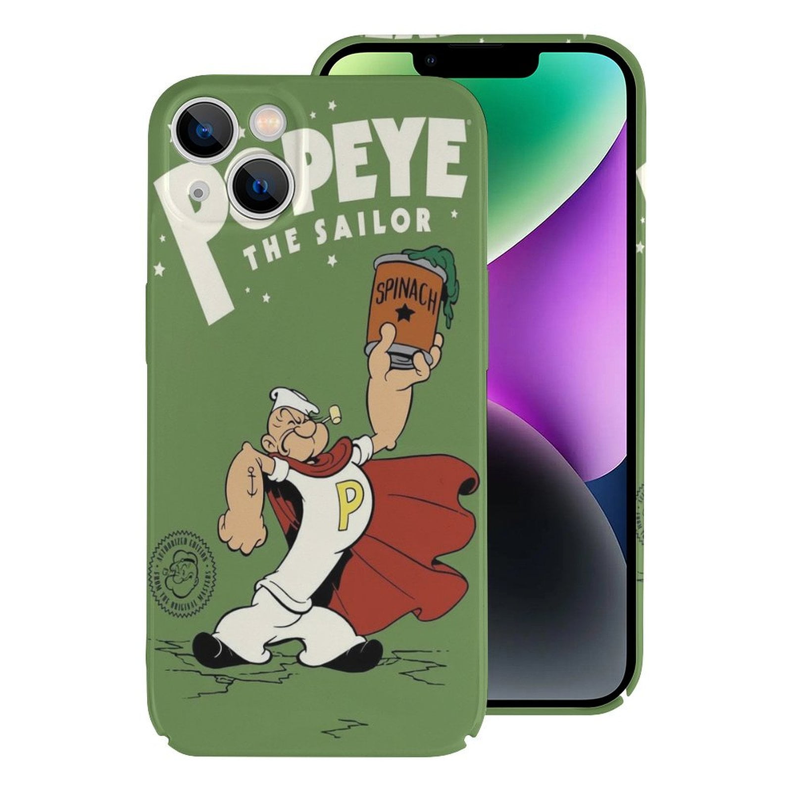 Popeye The Sailor Phone Case for iPhone 14/Plus/Pro/Pro Max, Full Coverage Shockproof Protective ...