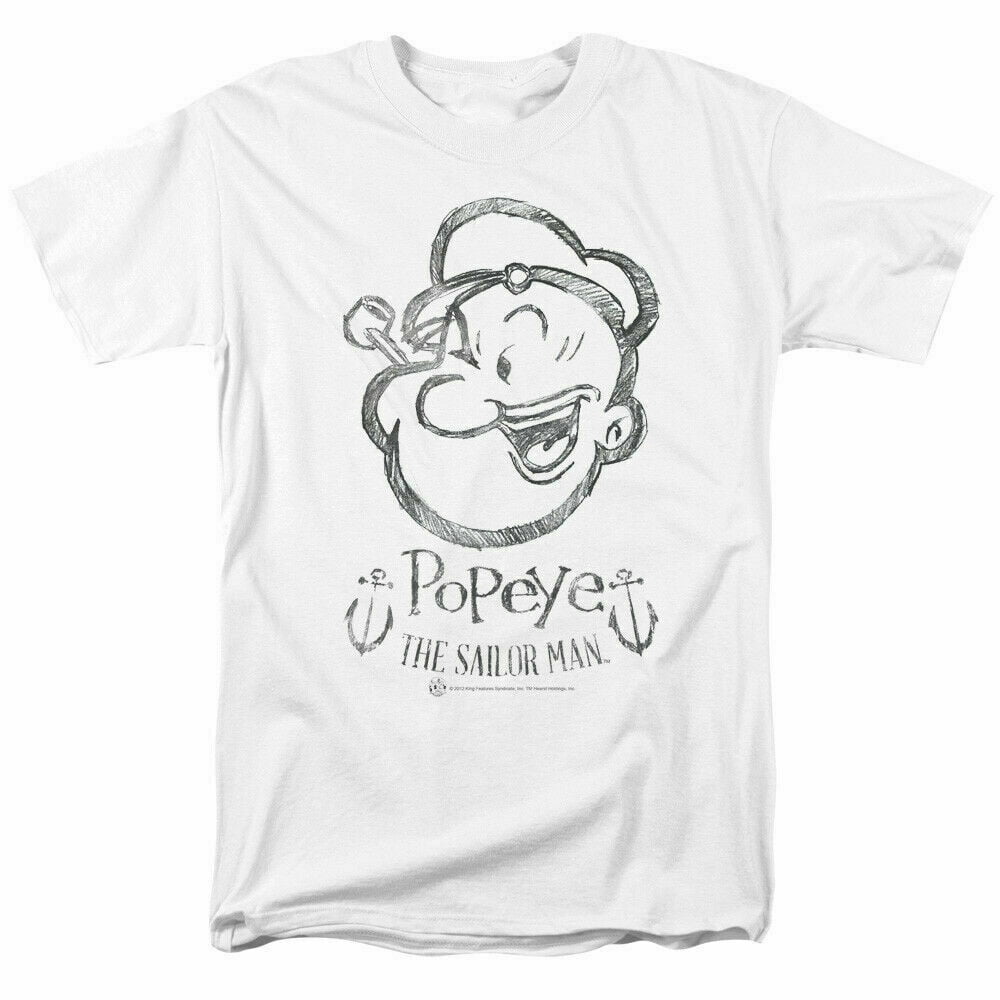 Popeye The Sailorman Sketch Portrait T Shirt Licensed Comic Cartoon Tee ...