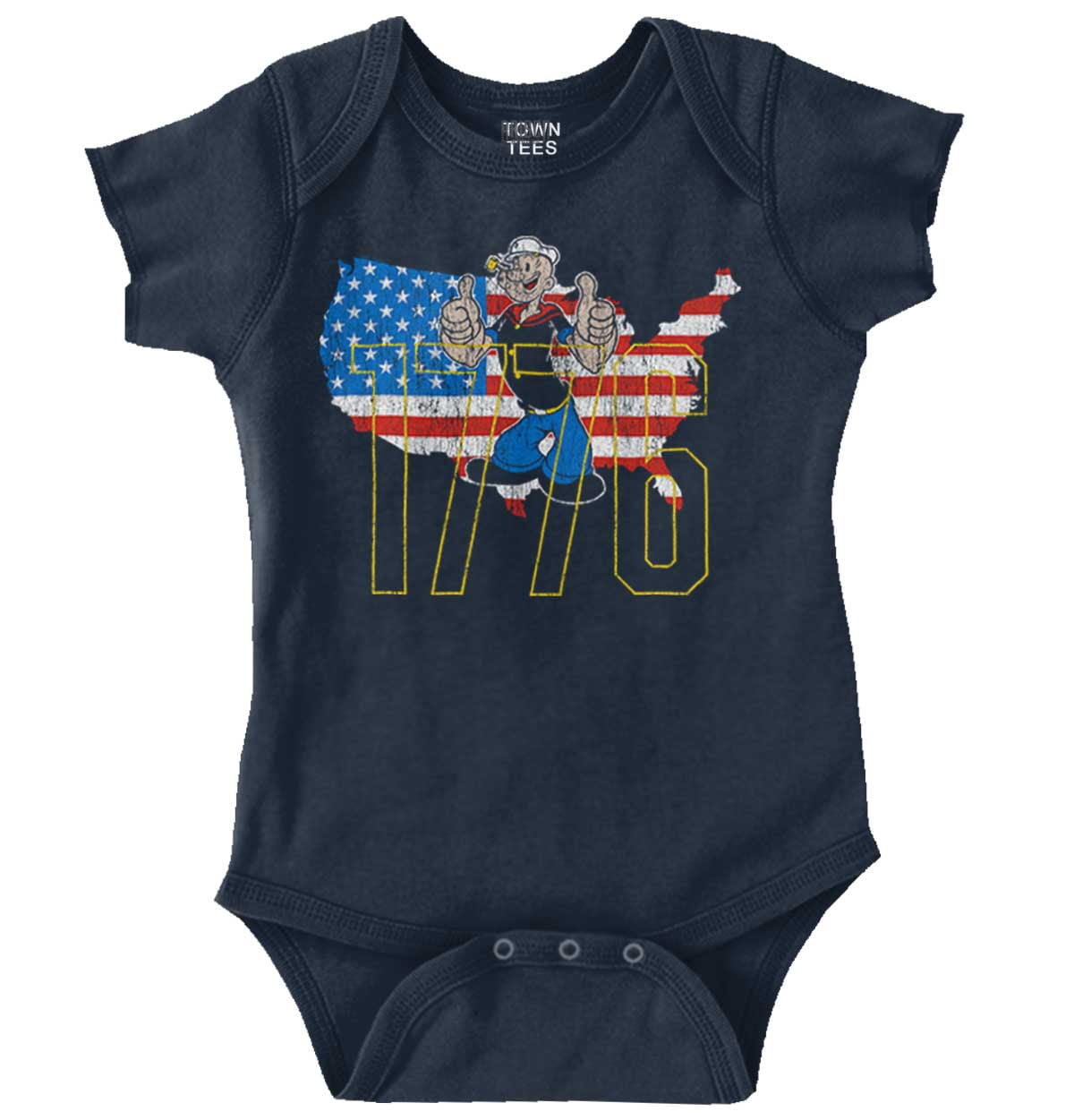 Popeye Thumbs Up USA American Flag Romper Boys or Girls Infant Baby ...