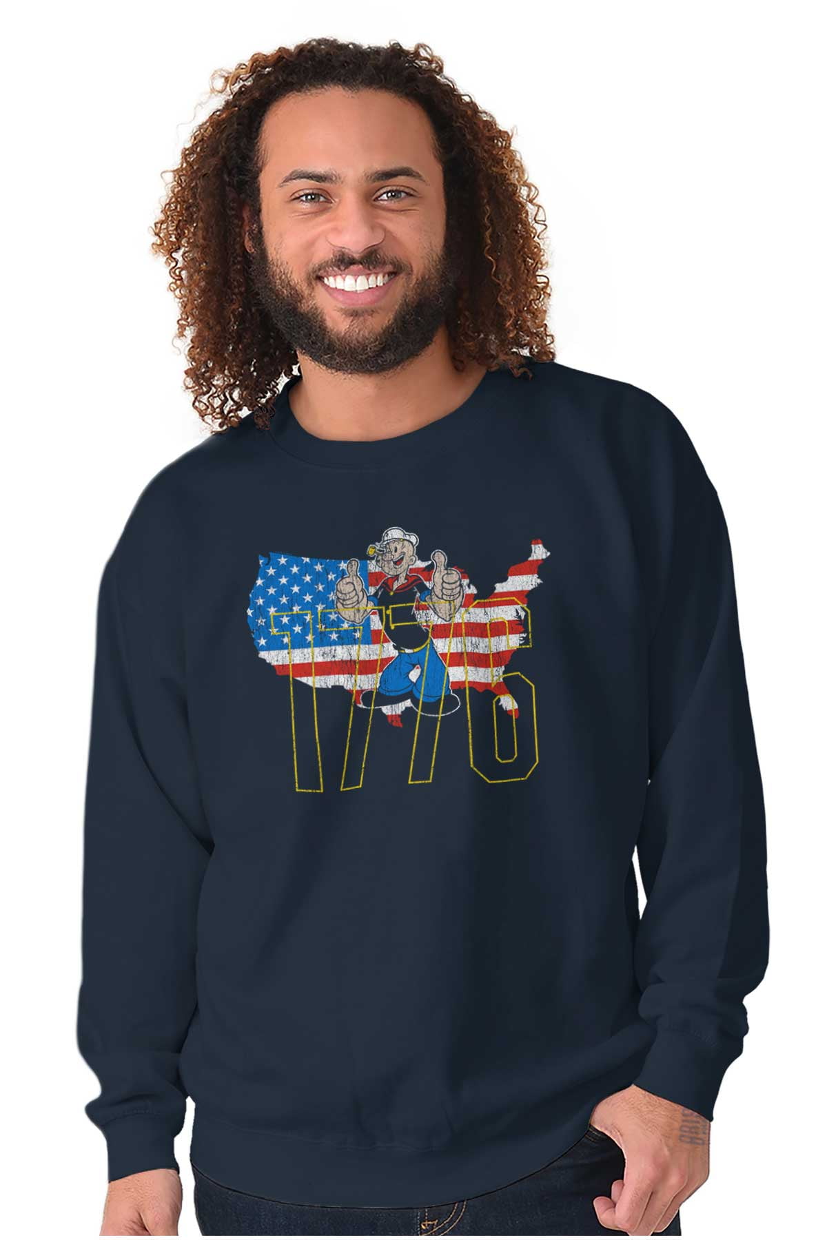 Popeye Thumbs Up USA American Flag Unisex Plus Size Sweatshirt Brisco ...