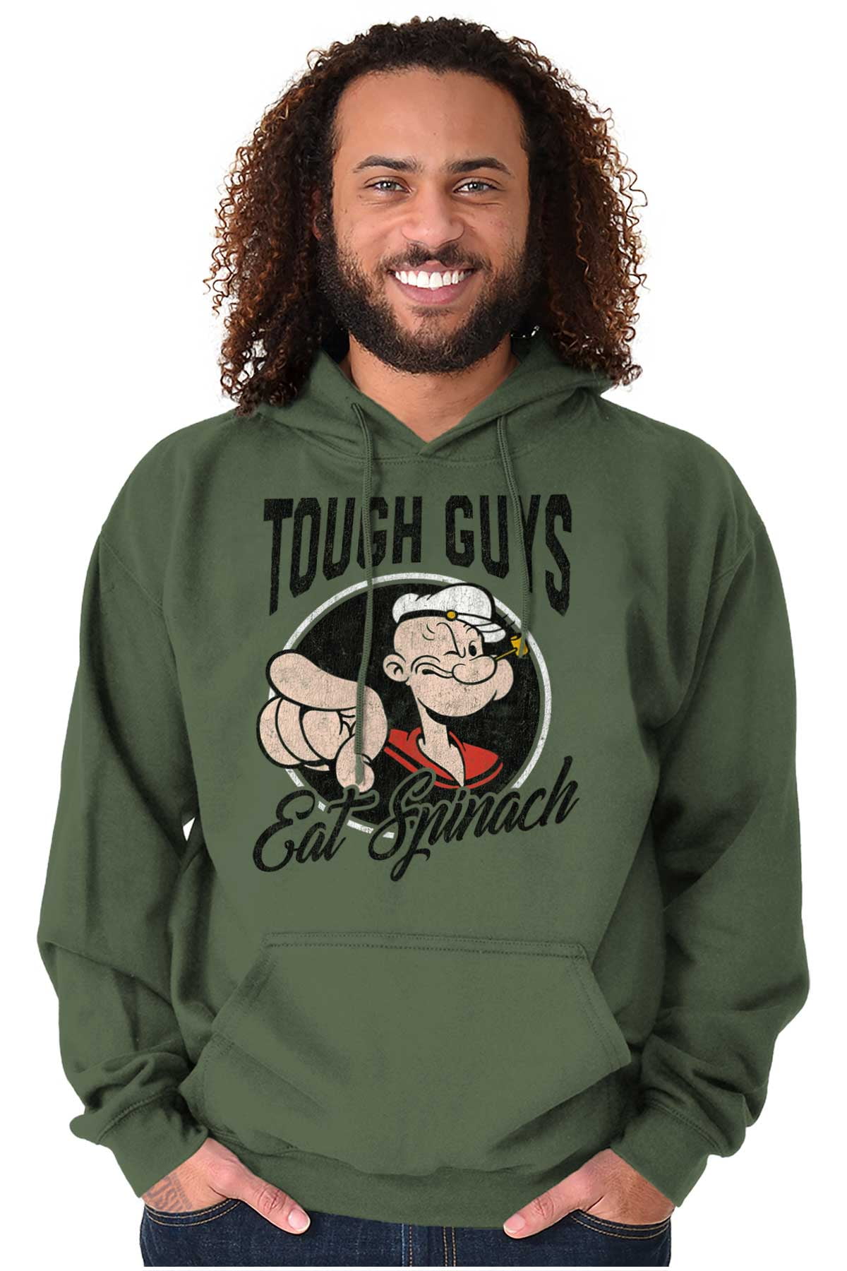 Popeye Tough Guys Eat Spinach Funny Men Big & Tall Graphic Hoodie ...