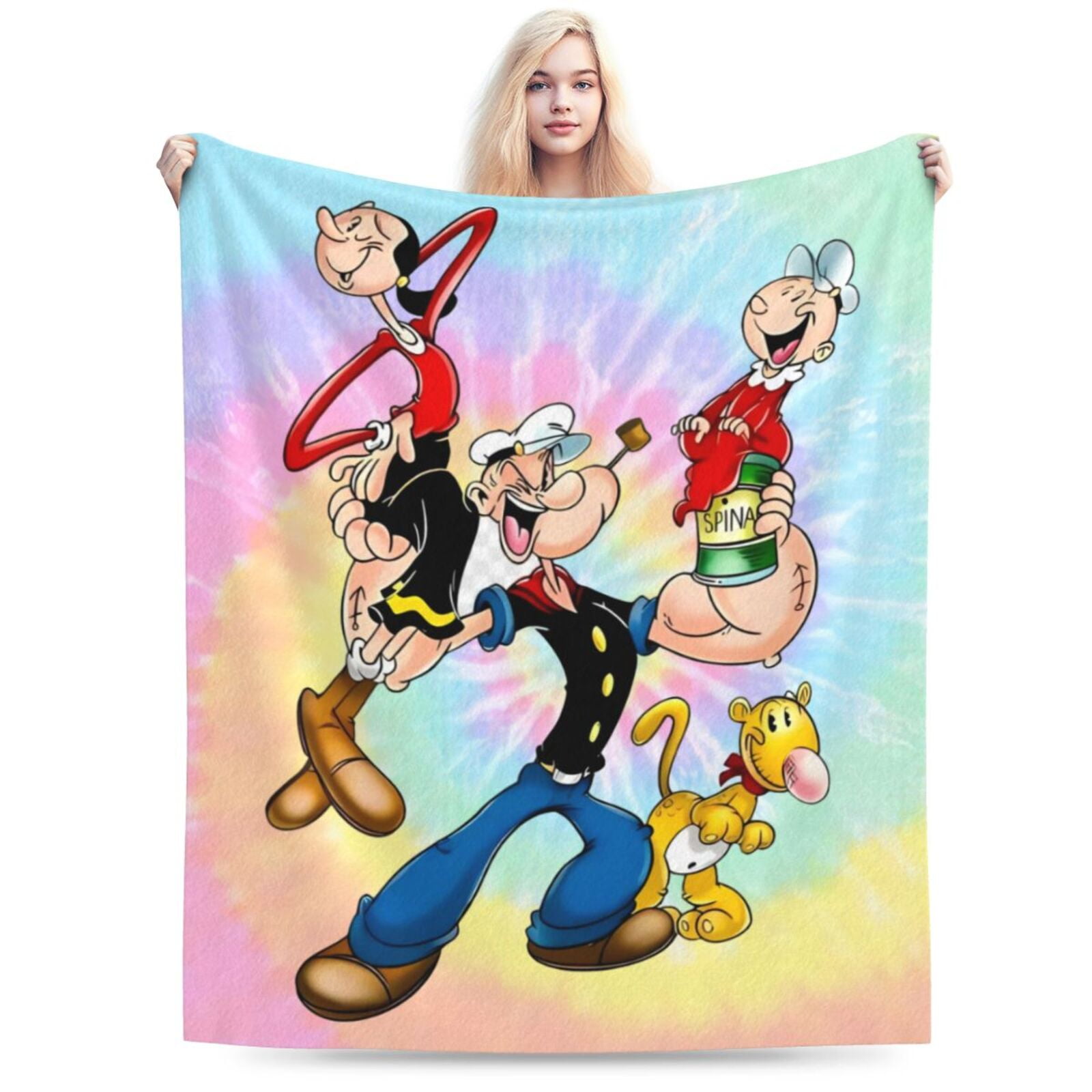 Popeye the Sailor Blanket, Super Soft Throw Blanket for Bed Couch Sofa, Cozy Plush Flannel Bed ...
