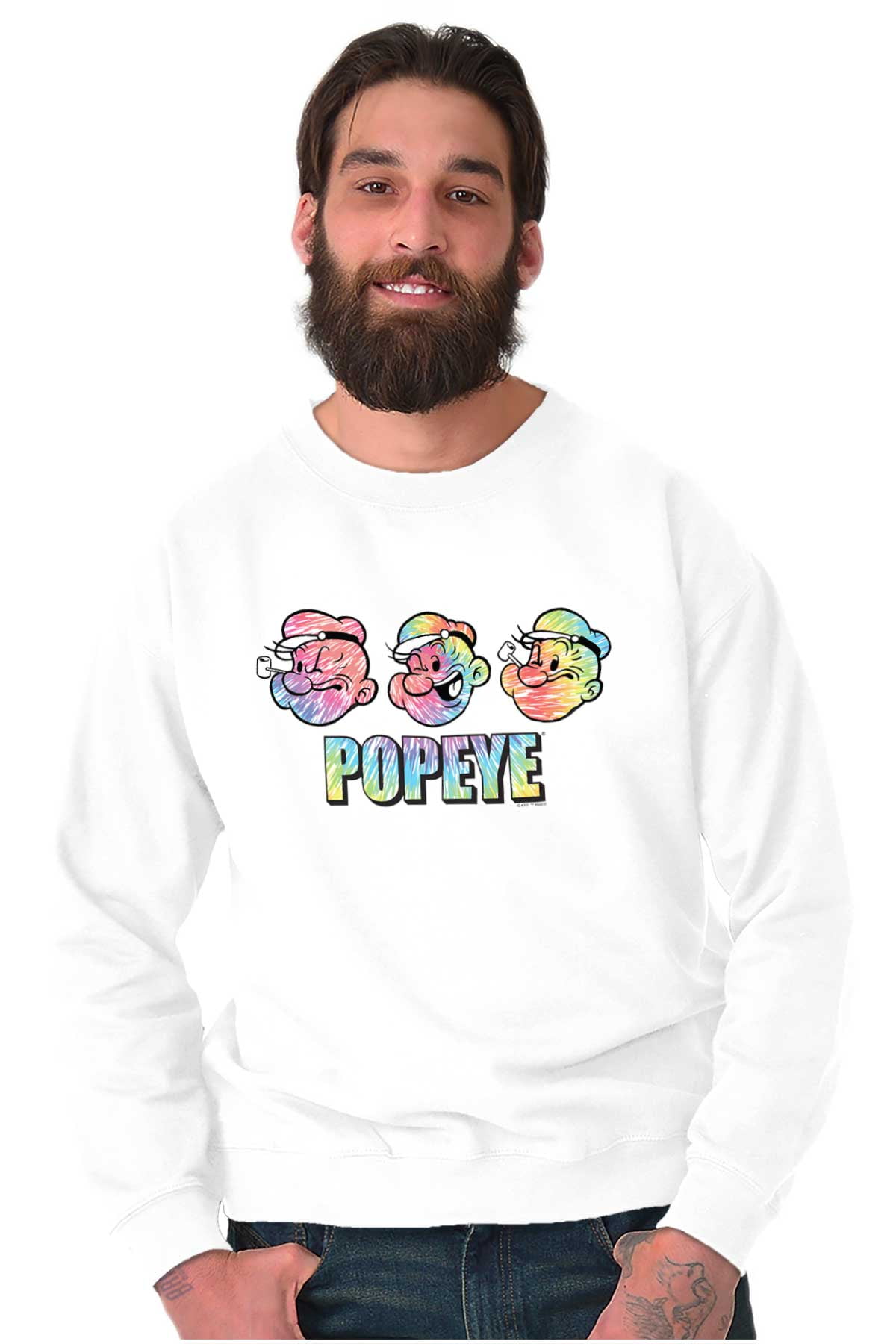 Popeye the Sailor Man Face Cartoon Sweatshirt for Men or Women Brisco ...
