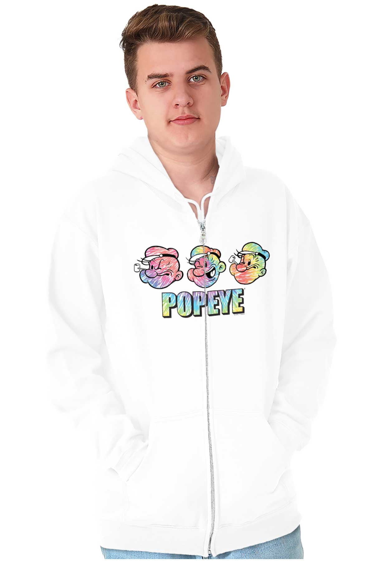 Popeye the Sailor Man Face Cartoon Zip Up Hoodie Men's Women's Brisco ...