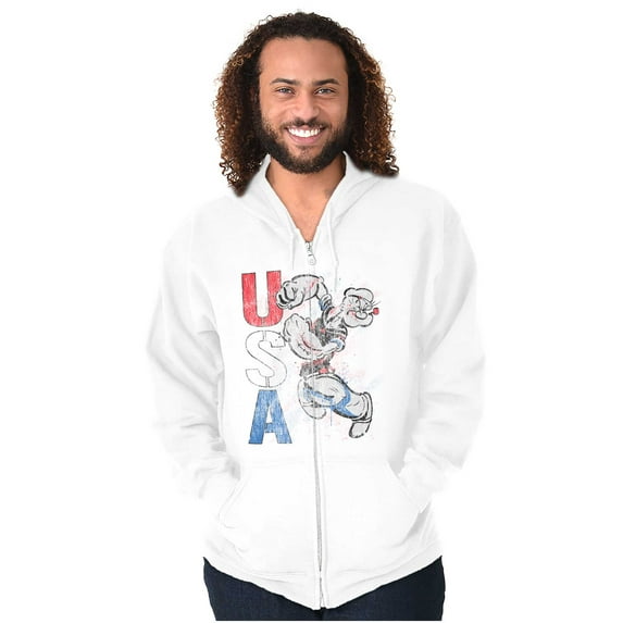 Popeye the Sailor Man USA Patriot Unisex Plus Size Zip Hoodie Brisco ...