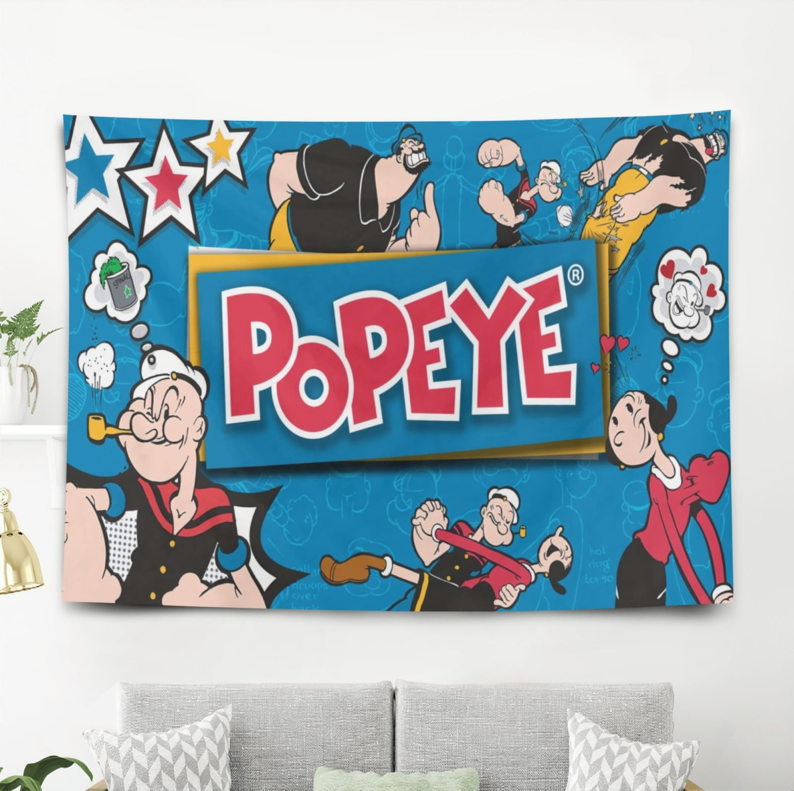 Popeye the Sailor Tapestry Wall Decor Wall Hanging for Dorm Bedroom ...