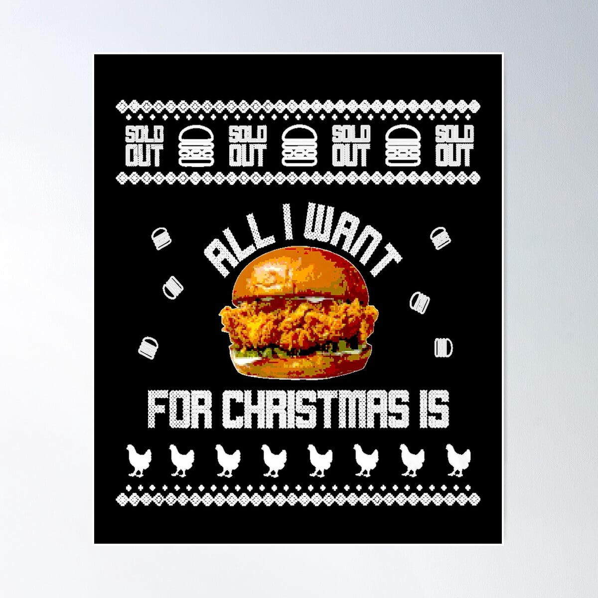Popeyes Chicken Sandwich Funny Ugly Christmas Sweaters Premium Poster ...