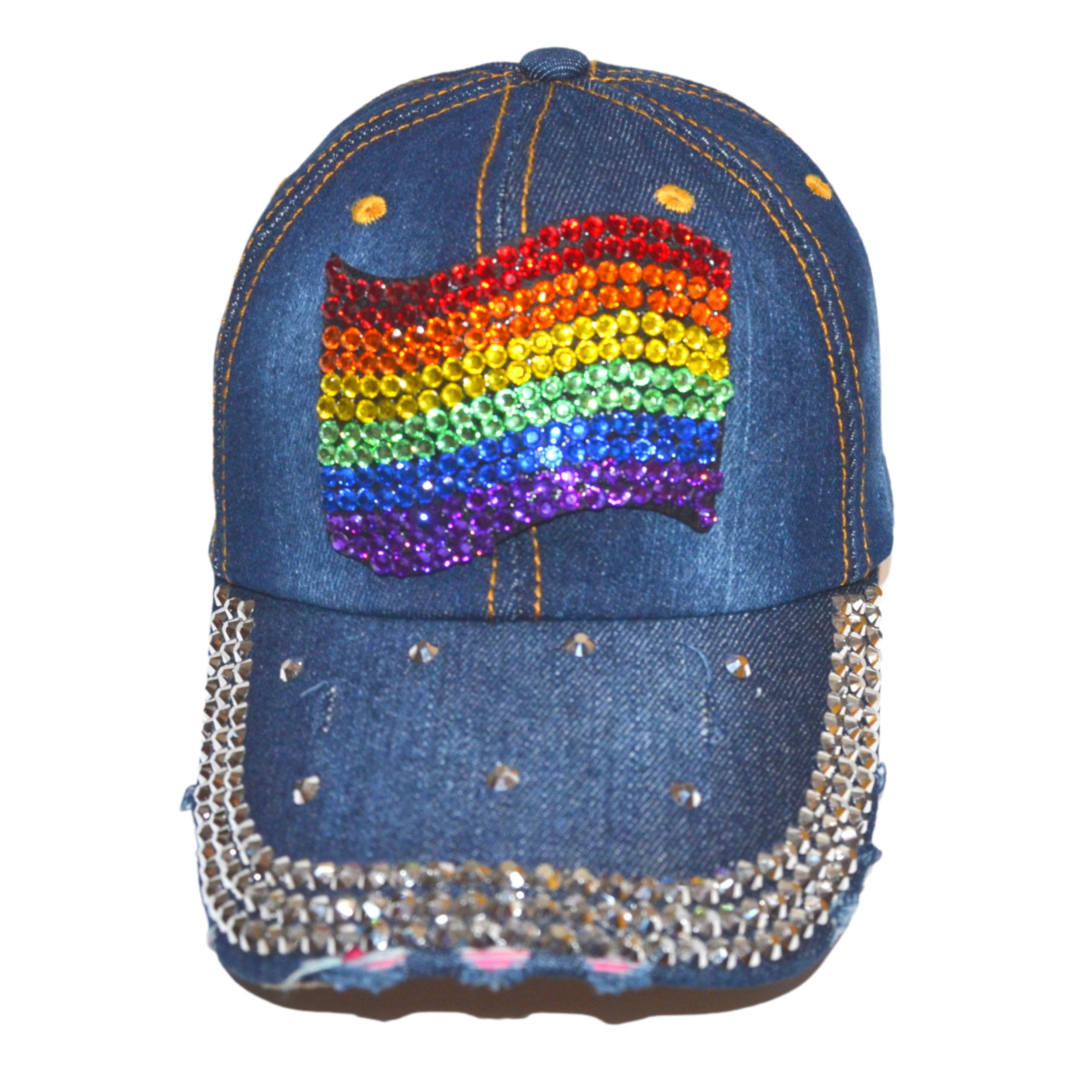 Popfizzy Bling Hat for Women, Fun Rhinestone Baseball Cap, Bejeweled ...