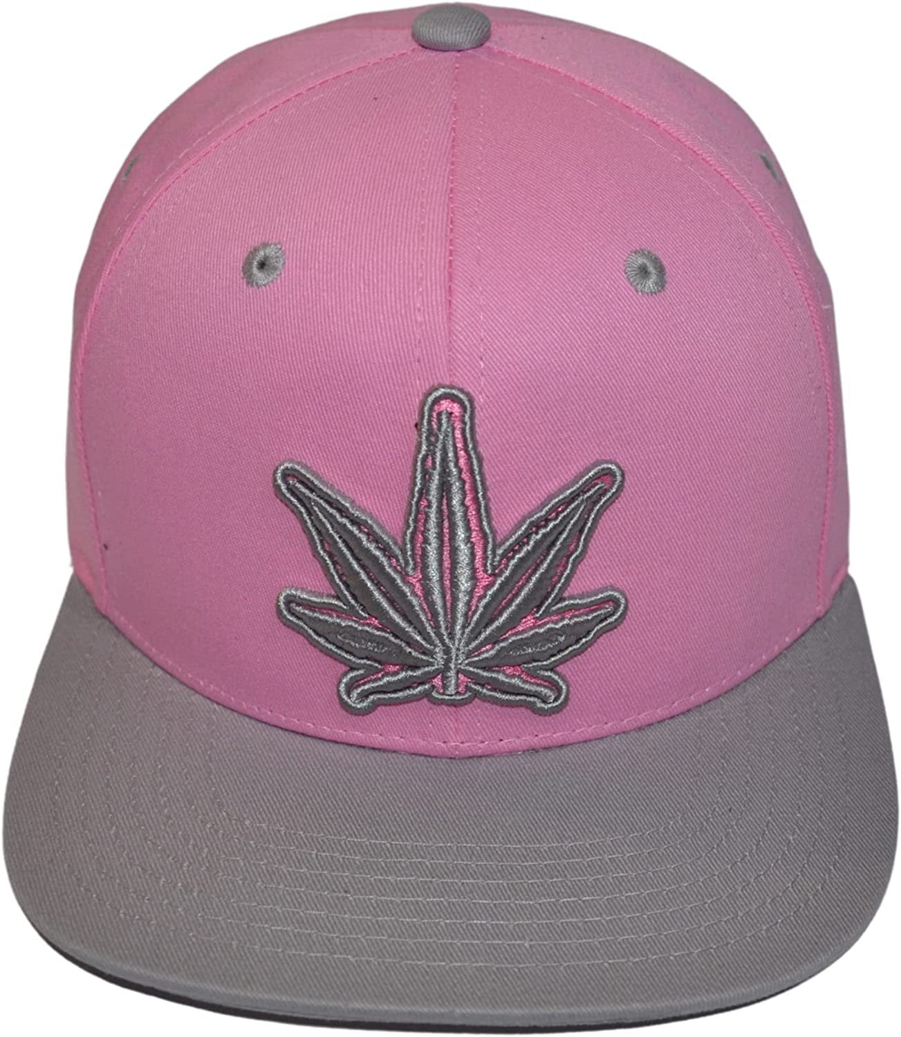 Popfizzy Pink Weed Hat for Women, Flatbill Marijuana Snapback Cap, Pink ...