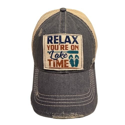 Popfizzy Relax You're on Lake Time Hat, Vintage Trucker Hat, Mesh Back ...