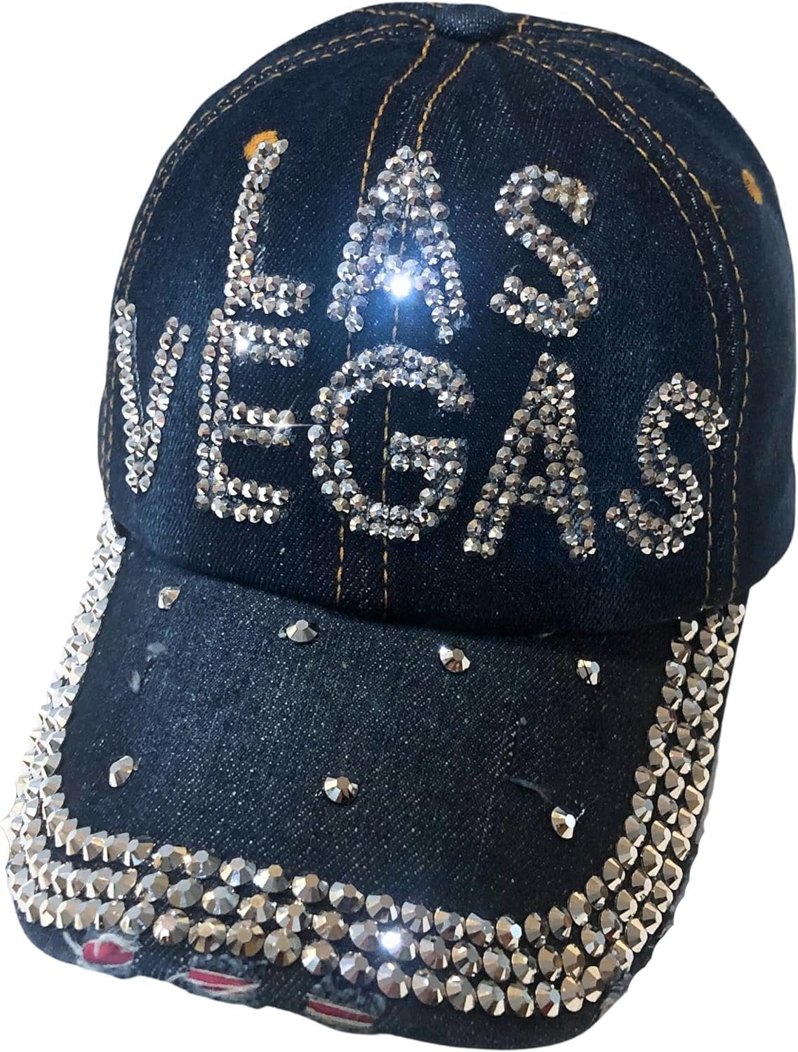 Popfizzy Rhinestone Las Vegas Ball Caps, Bling Bling Las Vegas Hat for ...