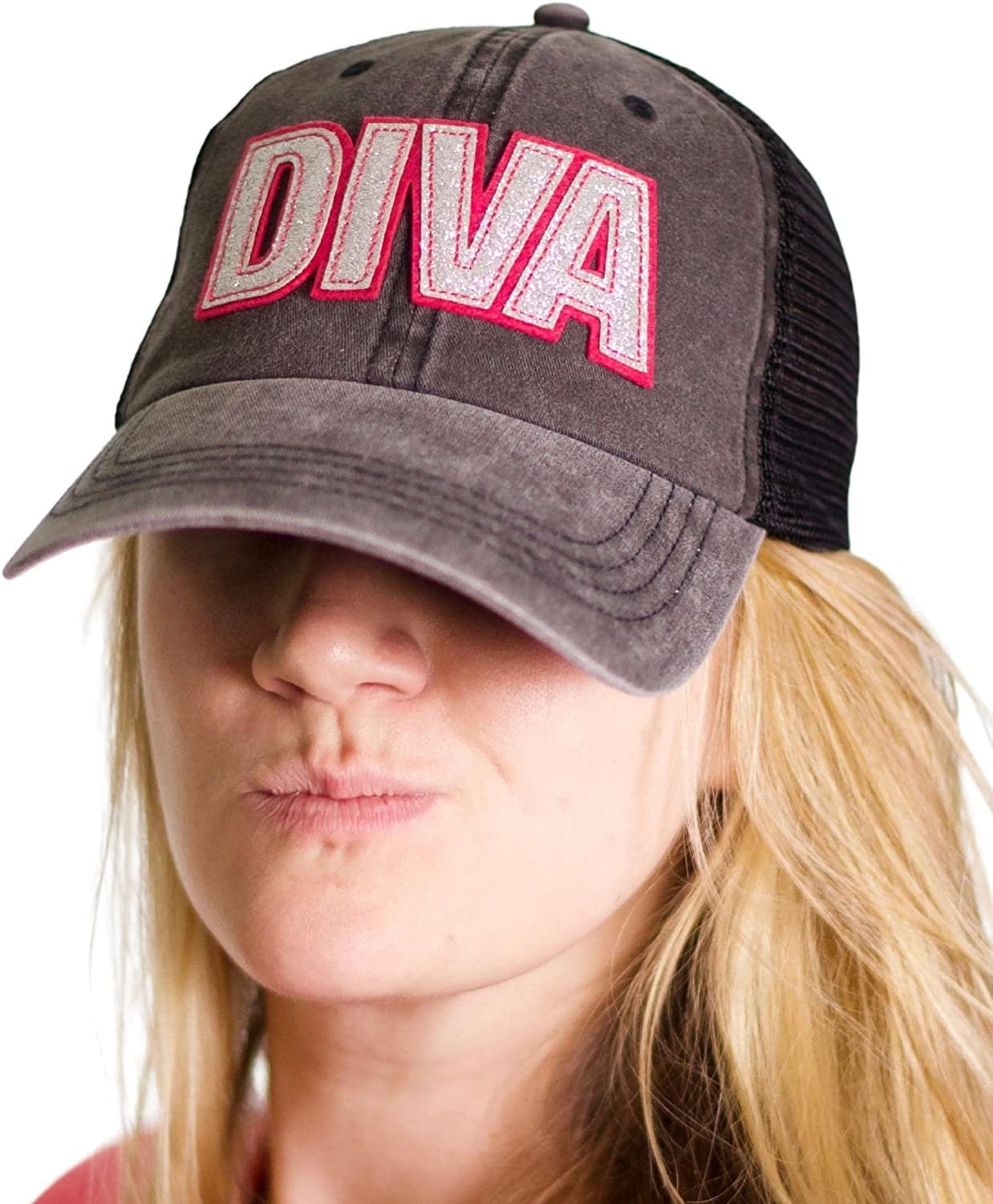 Popfizzy Womens Diva Baseball Caps, Bling Trucker Hat, Girls Baseball ...