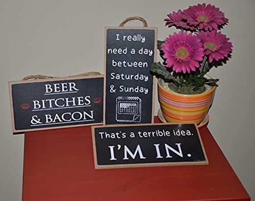 Popfizzy Wood Sign That's A Terrible Idea. I'm in. Hanging Wall ...