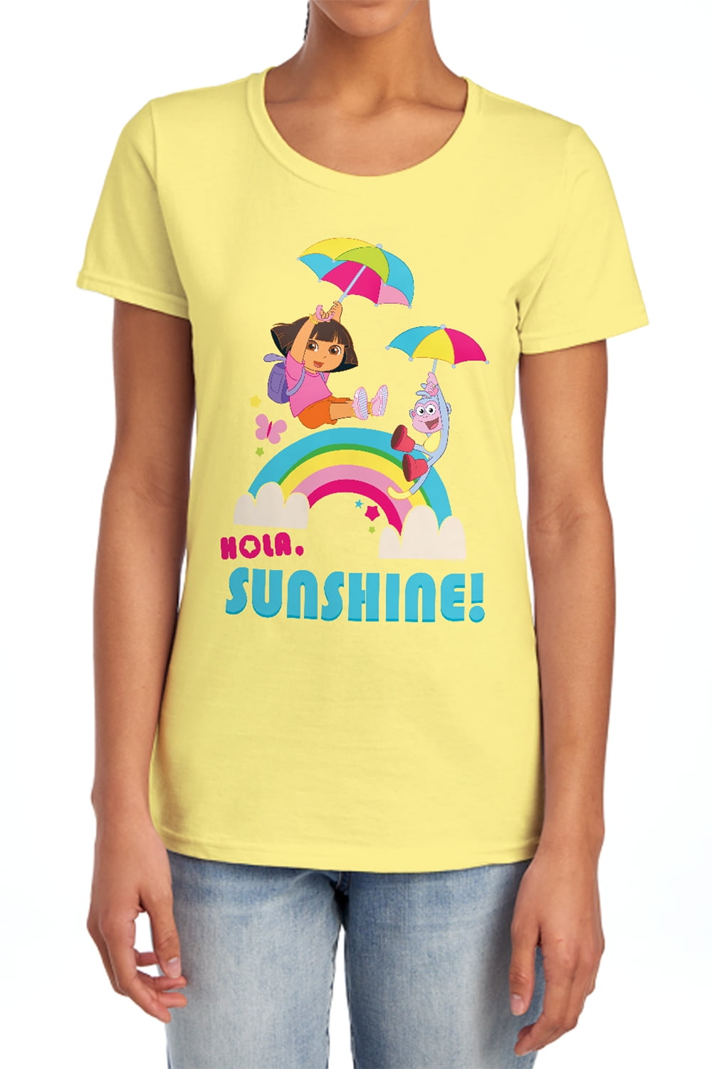 Popfunk Dora The Explorer Hola Sunshine! Women's T Shirt, Banana, Large ...