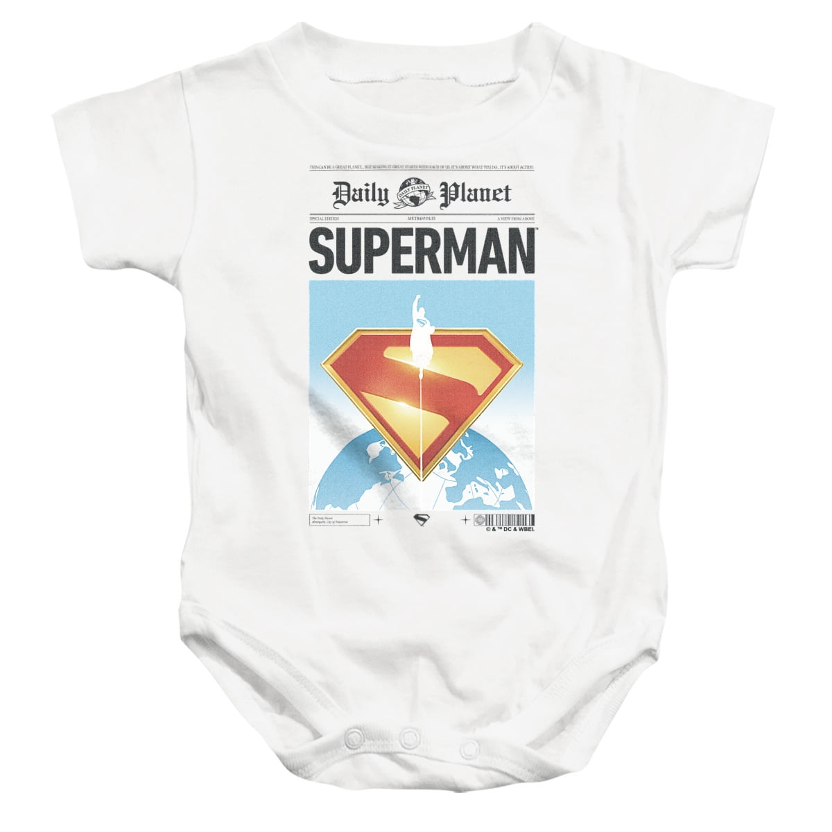 Popfunk Superman (2025) Daily Planet Front Page Unisex Infant Snap Suit ...
