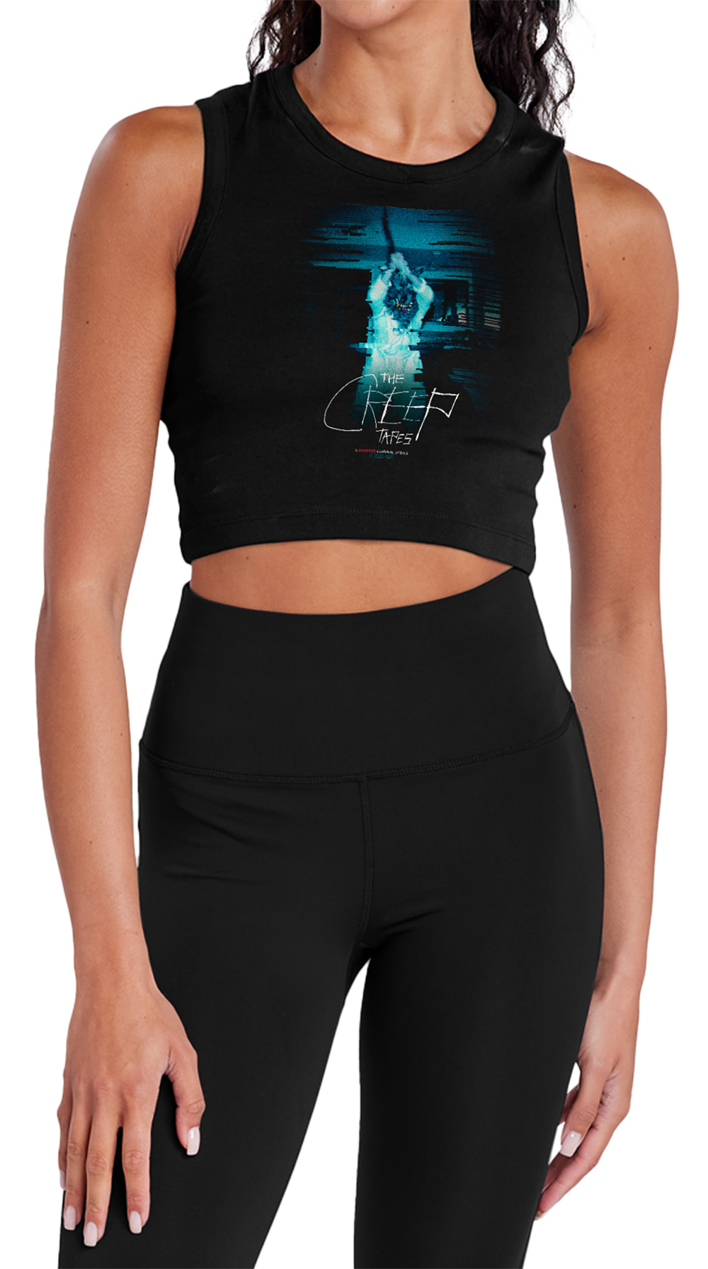 Popfunk The Creep Tapes Key Art Women's Sleeveless Crop Top Tank, Black ...