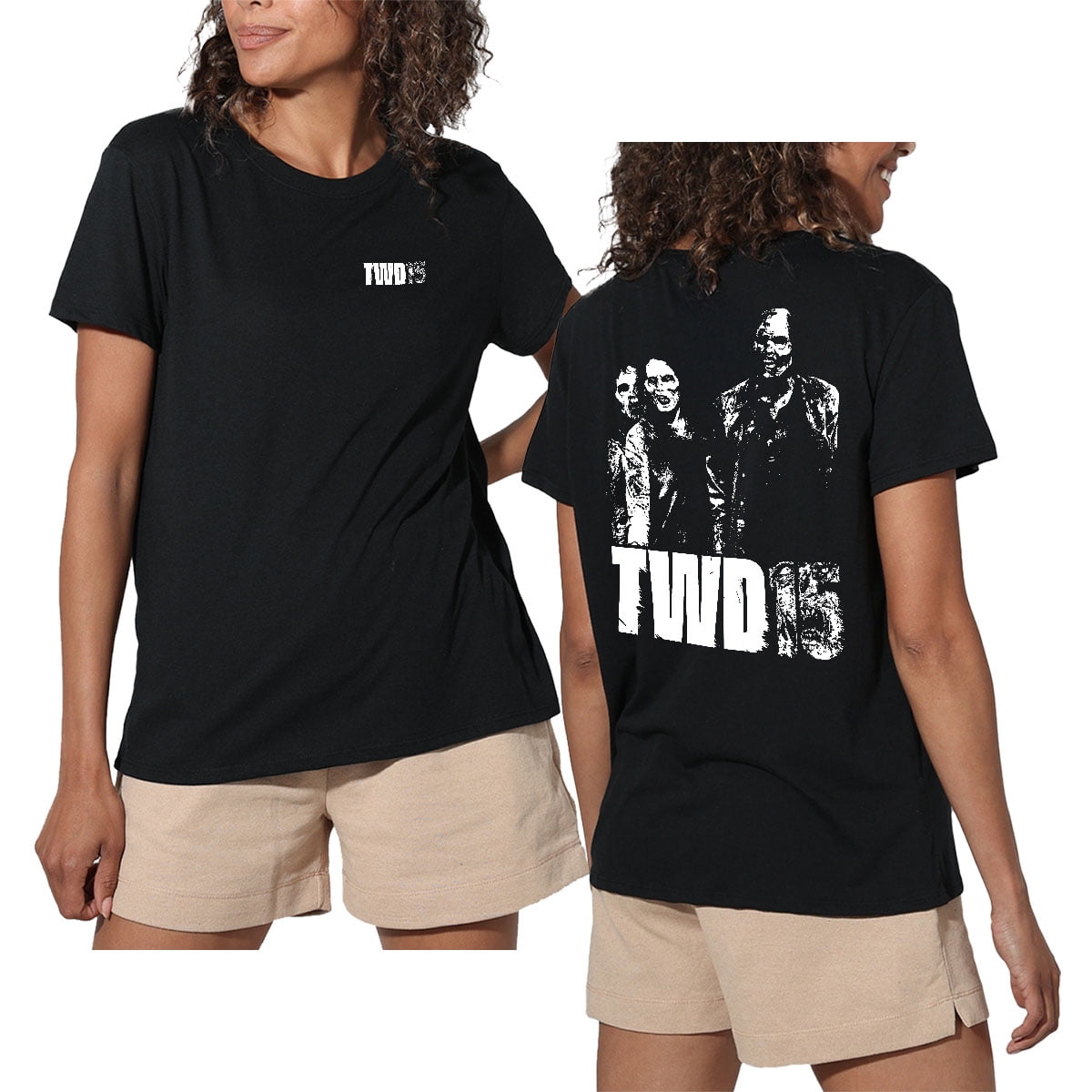 Popfunk The Walking Dead Mono Zombie 15 Front Back Women's Loose T ...