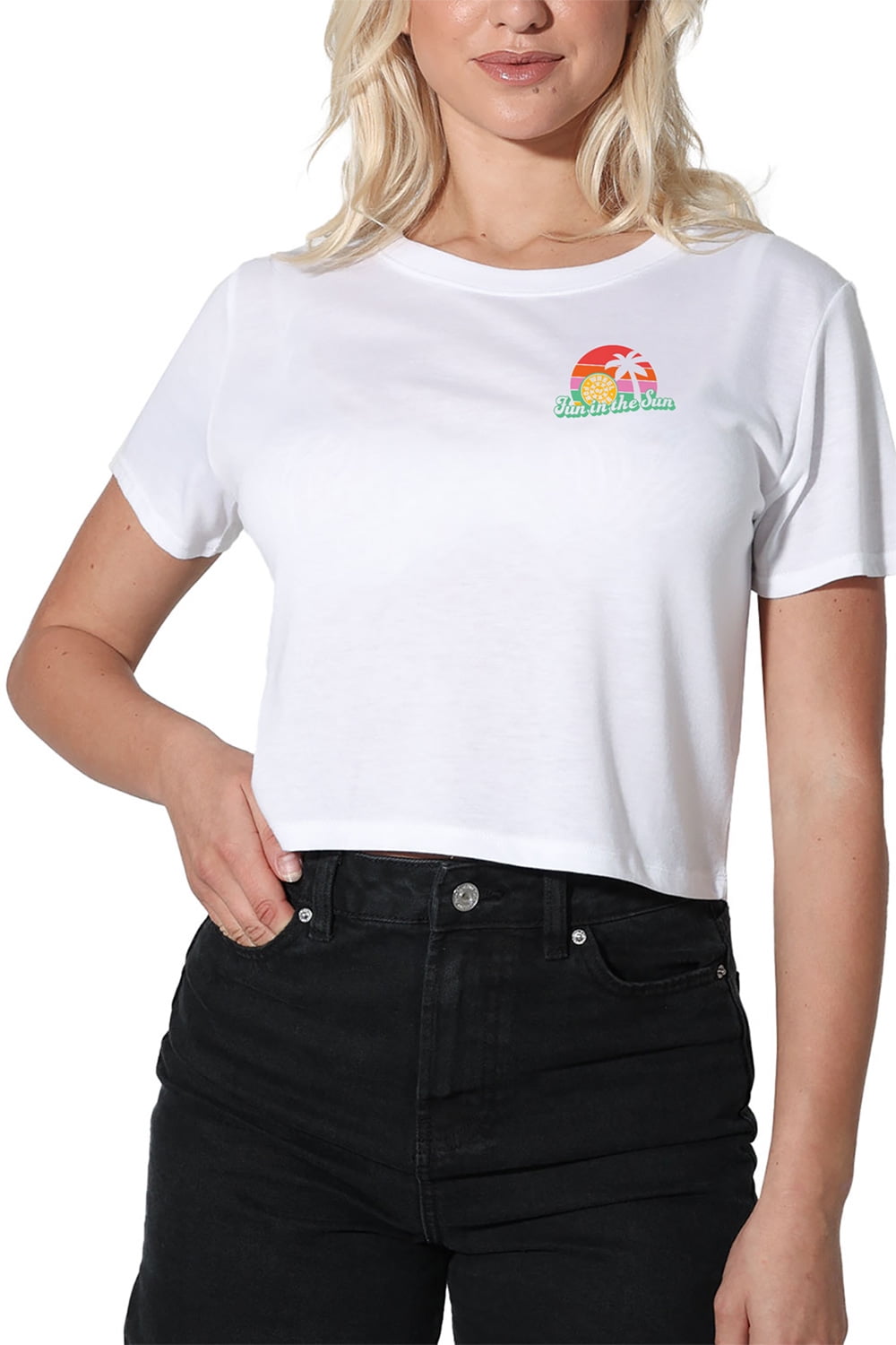 Popfunk Wheel of Fortune Fun in the Sun Women's Crop Top T-Shirt, White, Large - Walmart.com