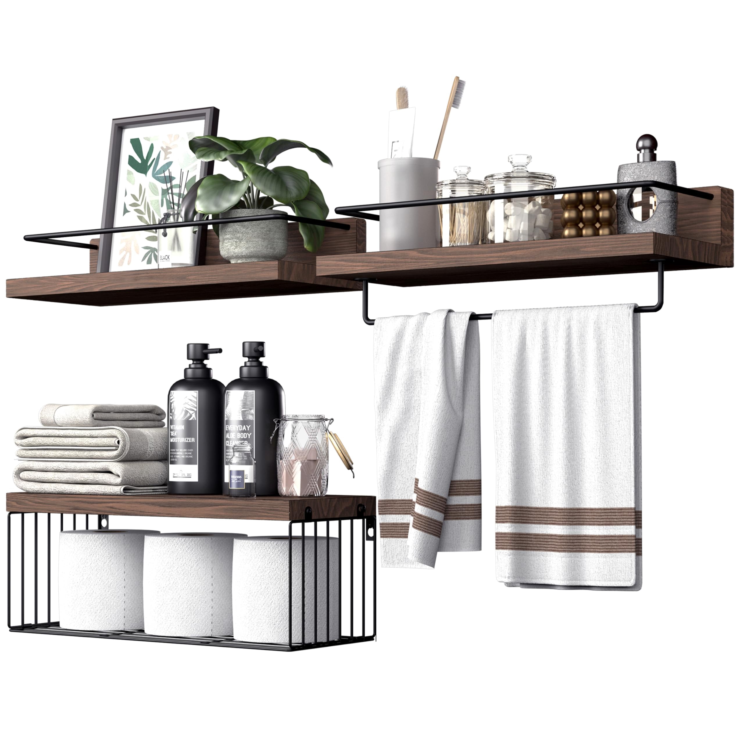 PopiShelves Bathroom Shelves Over Toilet for Wall, Floating Shelves ...