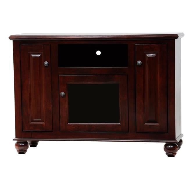 Poplar Deluxe Entertainment Console with 2 Fixed Wood Shelves, Concord ...