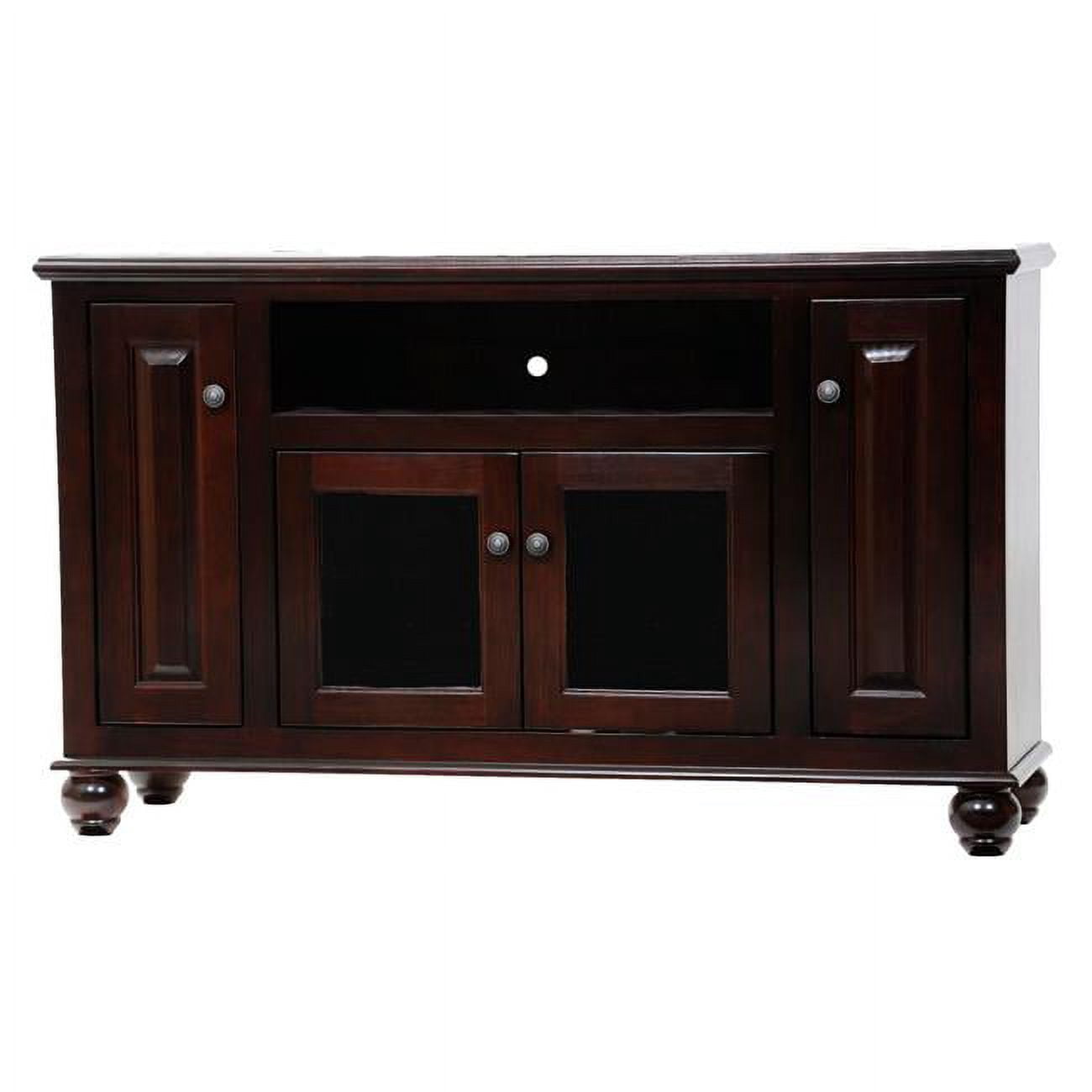 Poplar Deluxe Entertainment Console with 2 Glass Panel Doors, Chocolate ...