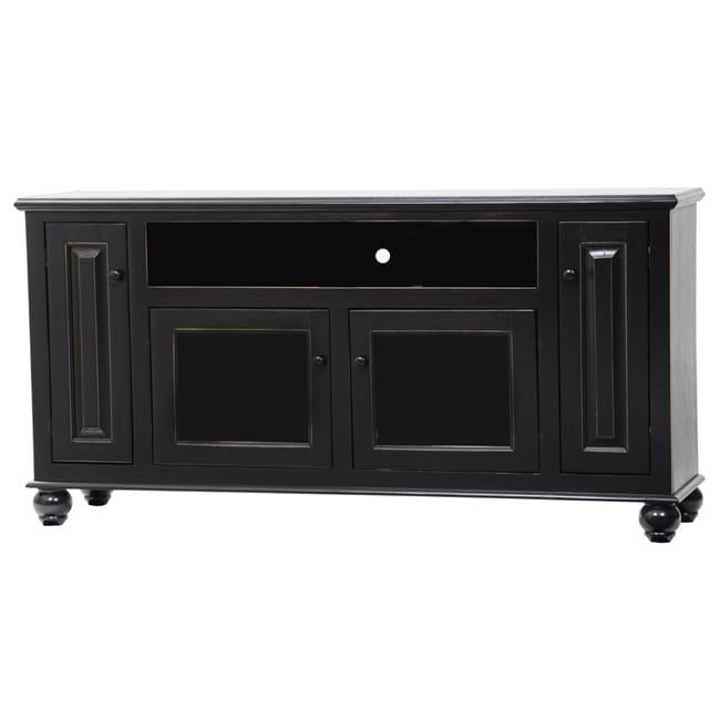 Poplar Deluxe Entertainment Console with 2 Glass Panel Doors, Grey ...