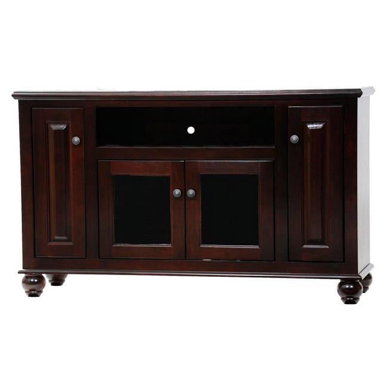 Poplar Deluxe Entertainment Console with 2 Glass Panel Doors, Yellow ...