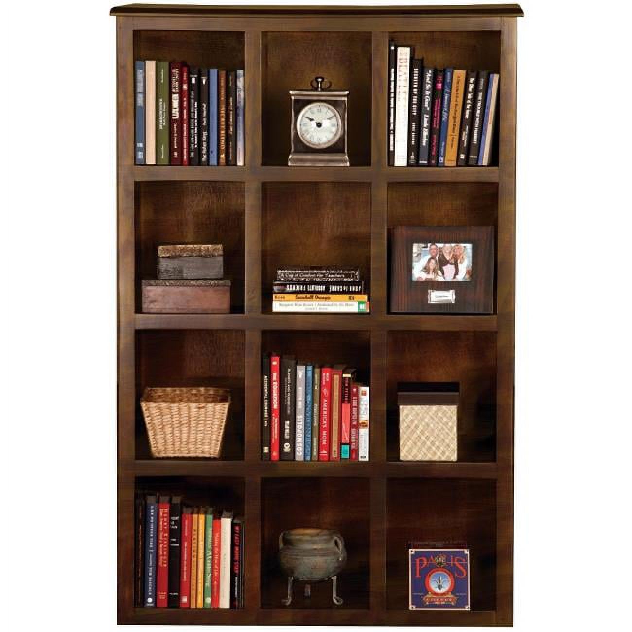Poplar Storage Bookcase with 12 Fixed Openings, Greystone - Walmart.com
