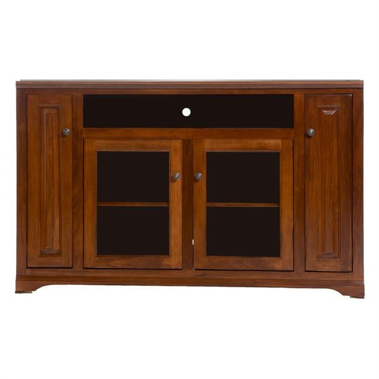 Poplar Tall Curve TV Stand with 3 Fixed Wood Shelves, European Ivory ...