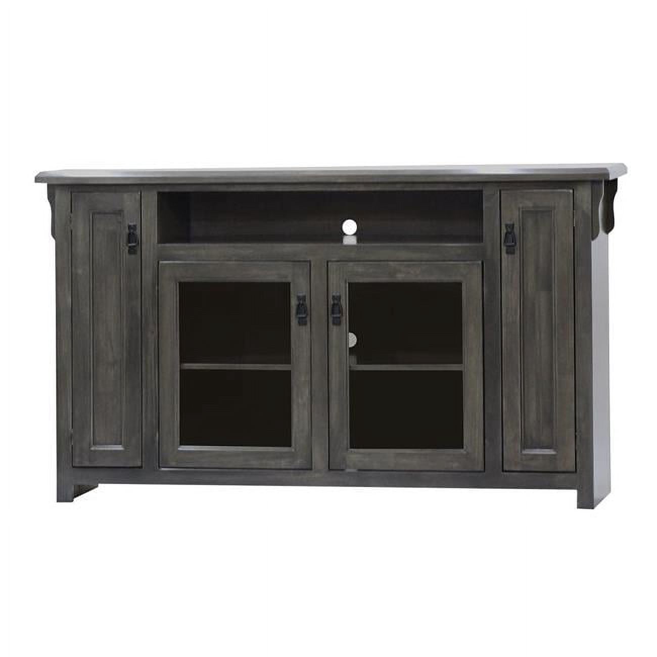 Poplar Tall TV Stand with 2 Glass Panel Doors, Antique Black - Walmart.com