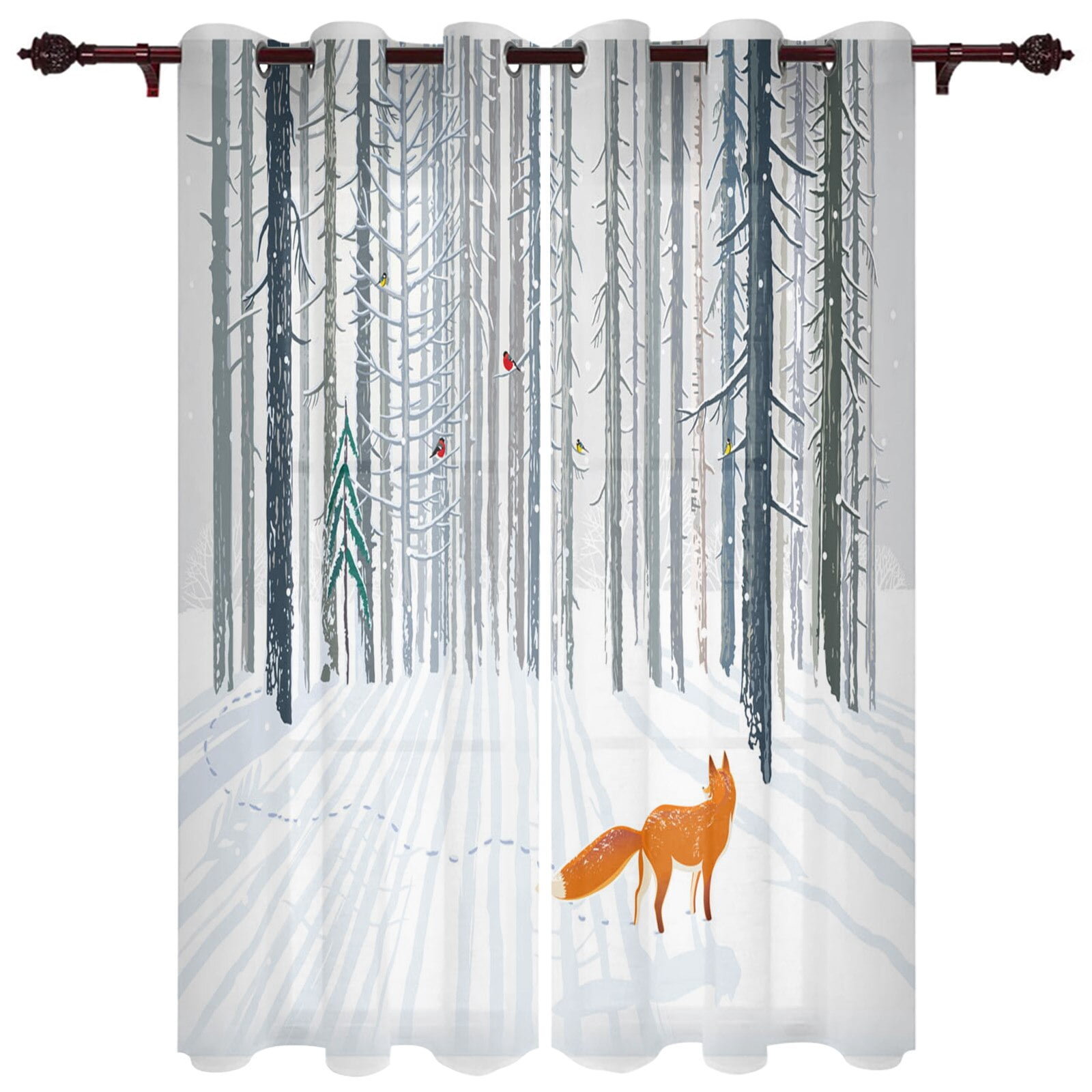 Poplar Tree Snow Valance Window Curtains For Living Room Bedroom ...