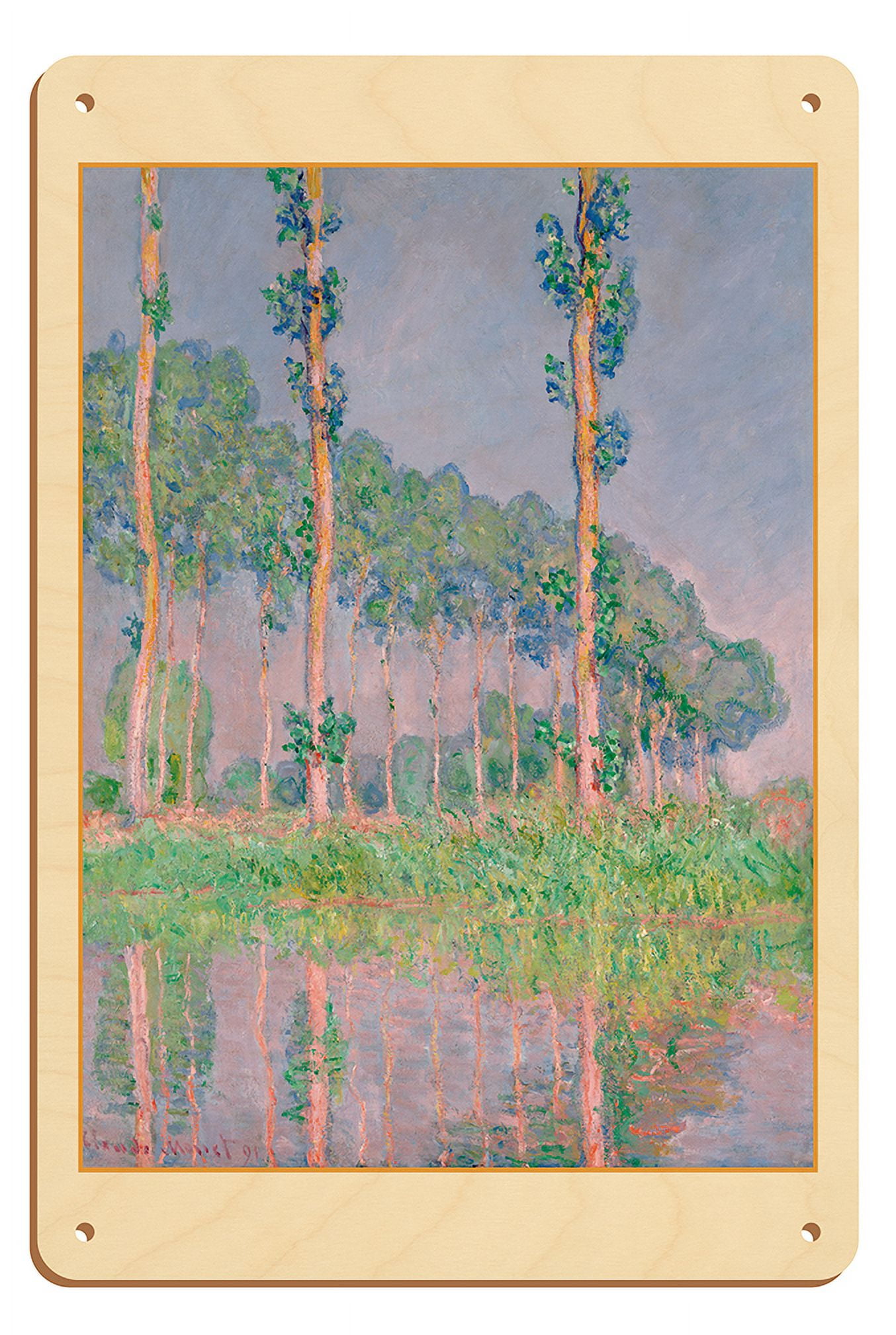 Poplars Pink Effect - From an Original Color Painting by Claude Monet c ...