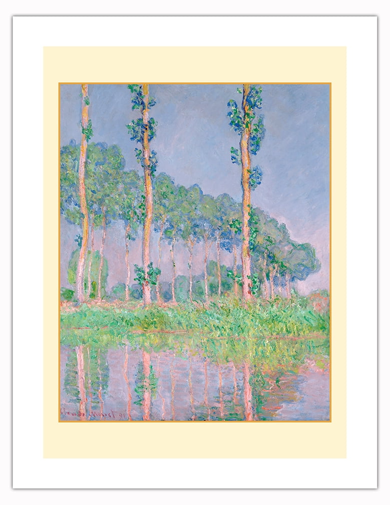 Poplars Pink Effect - From an Original Color Painting by Claude Monet c ...