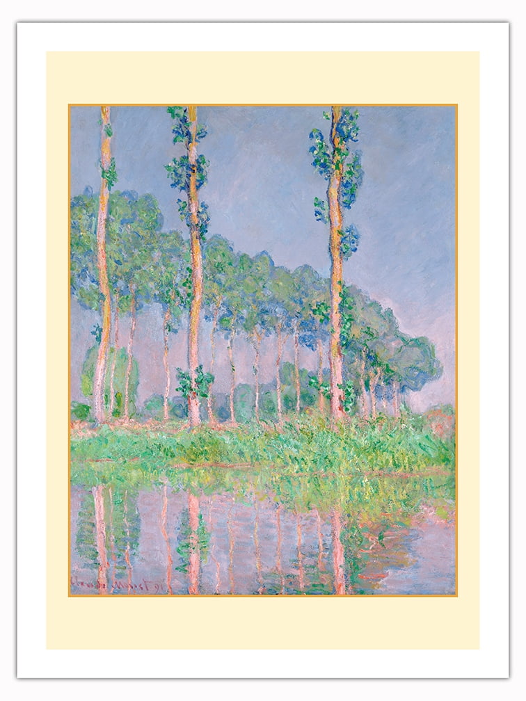 Poplars Pink Effect - From an Original Color Painting by Claude Monet c ...