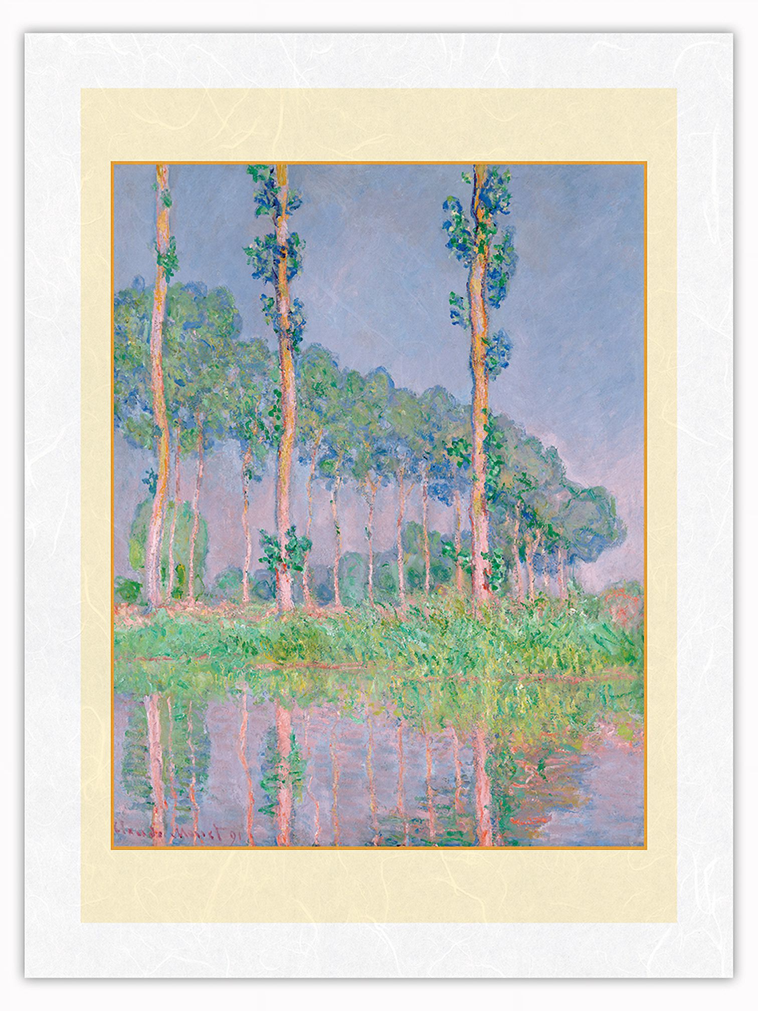 Poplars Pink Effect - From an Original Color Painting by Claude Monet c ...