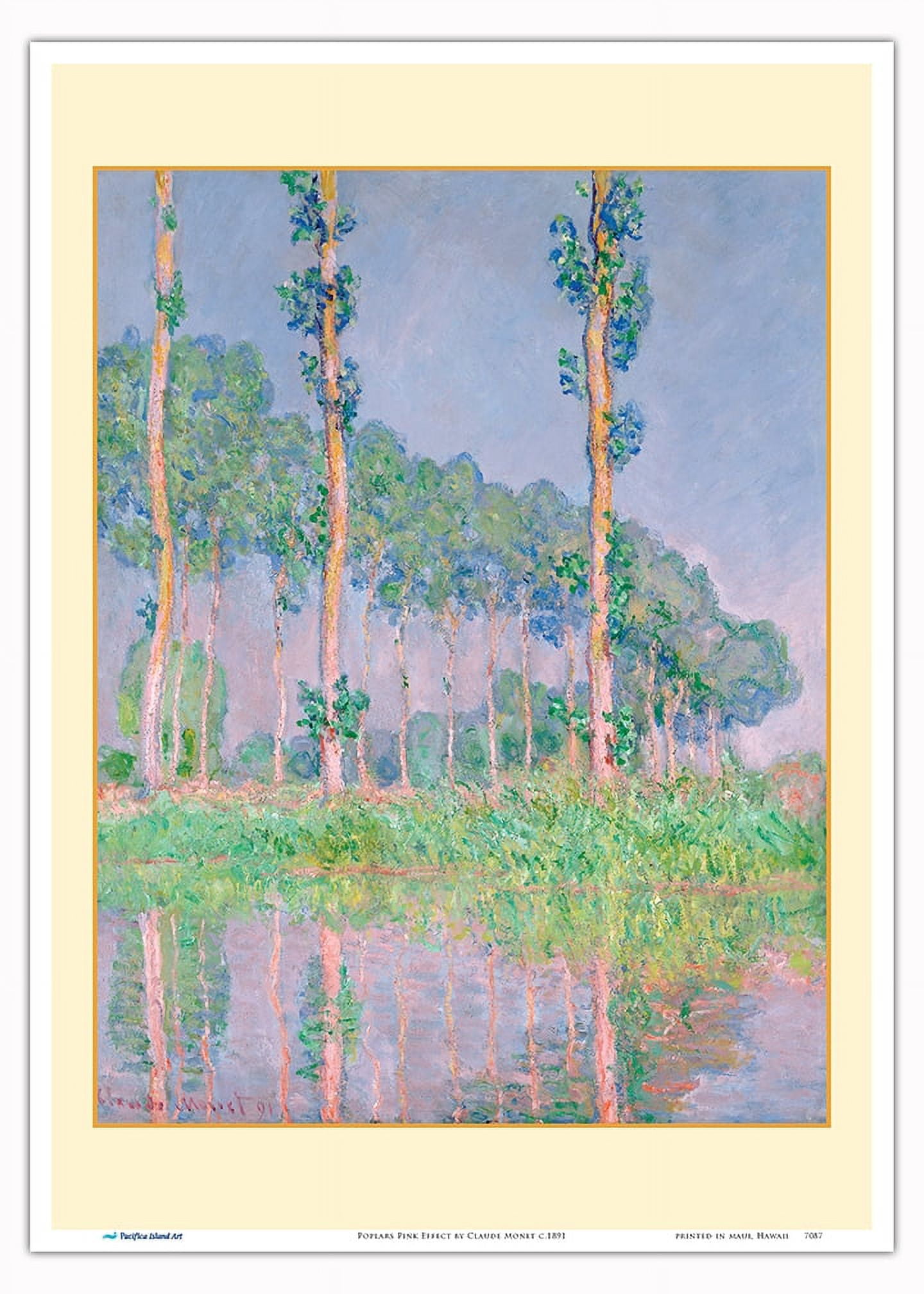 Poplars Pink Effect - From an Original Color Painting by Claude Monet c ...