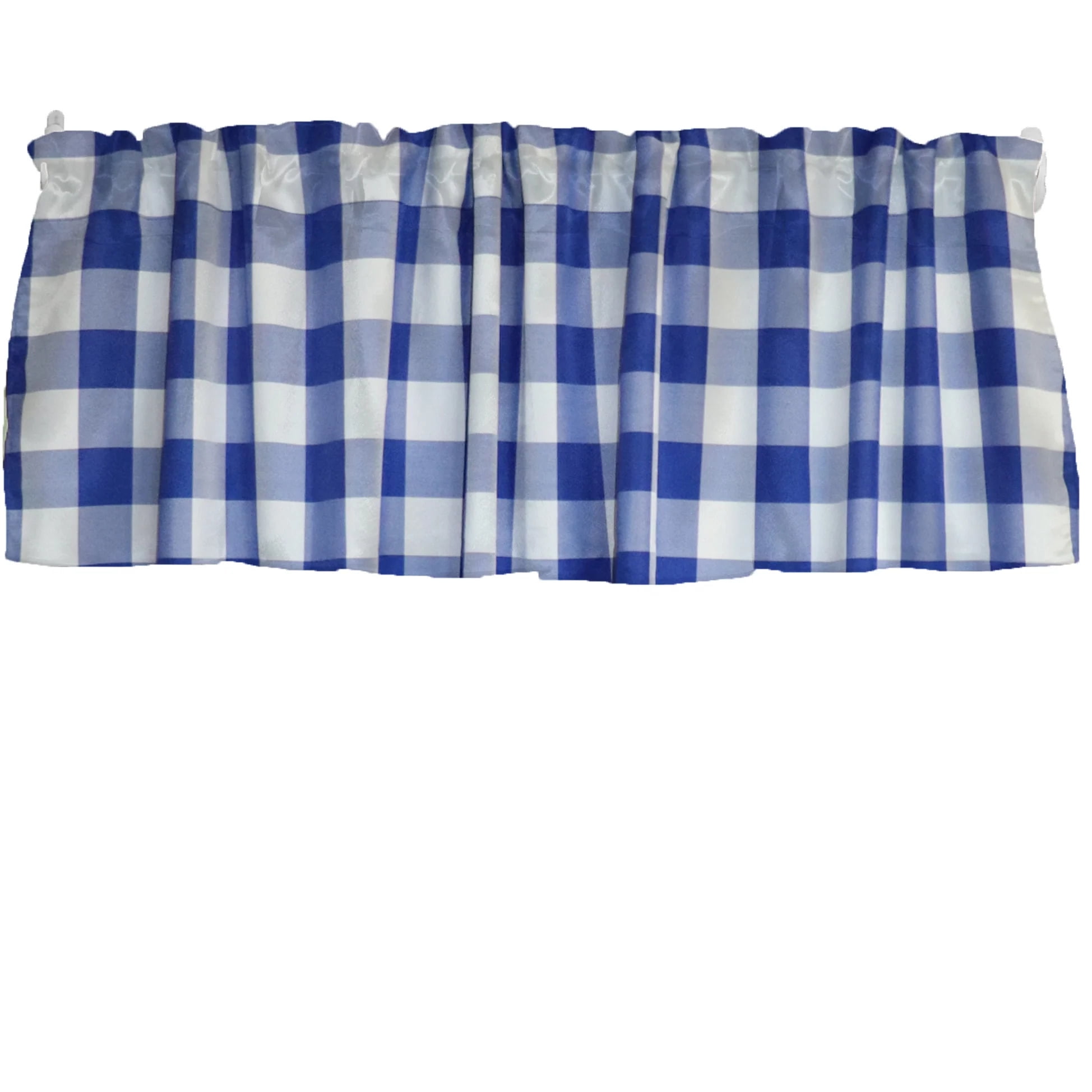 Poplin Buffalo Checkered Window Valance 58" Wide Royal Blue and White ...